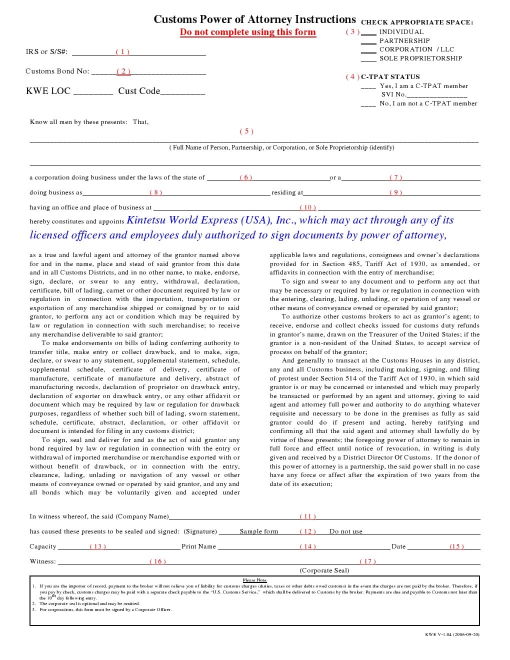 Free Customs Power Of Attorney Forms free-customs-power-of-attorney-forms