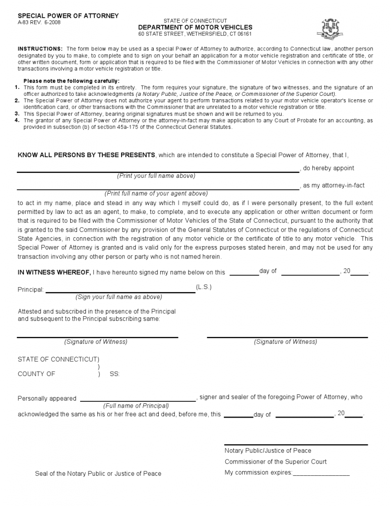 Free Connecticut Power of Attorney Forms